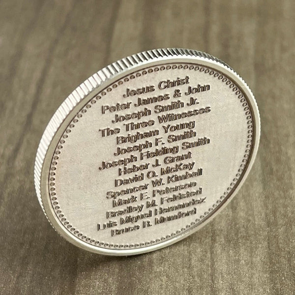 39mm 1 Oz .999 Fine Silver Coin w/ Priesthood Line. Deep raised-relief ...